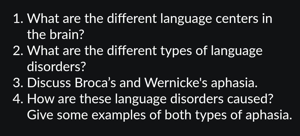 1. What are the different language centers in the | Chegg.com