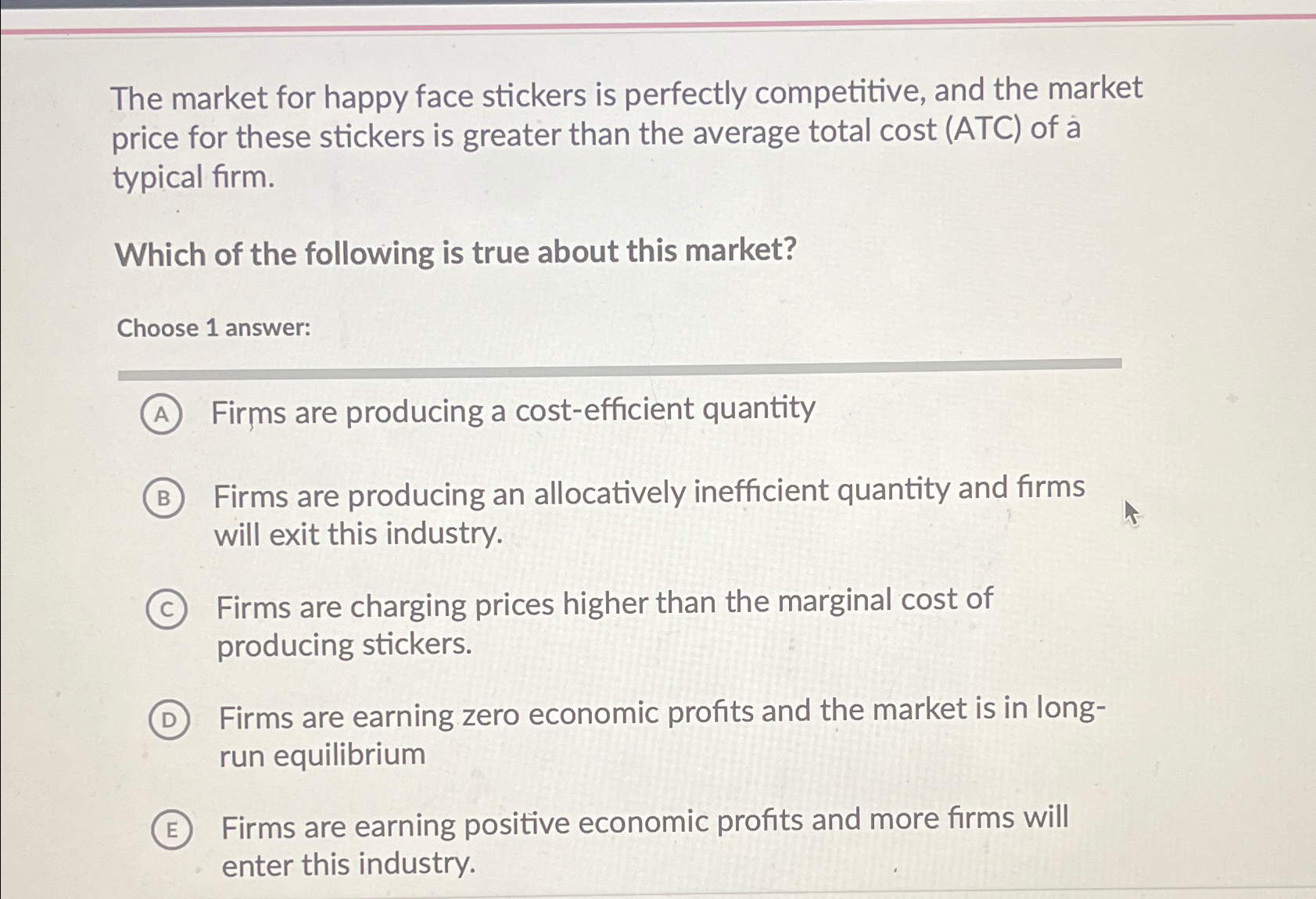 Solved The market for happy face stickers is perfectly | Chegg.com