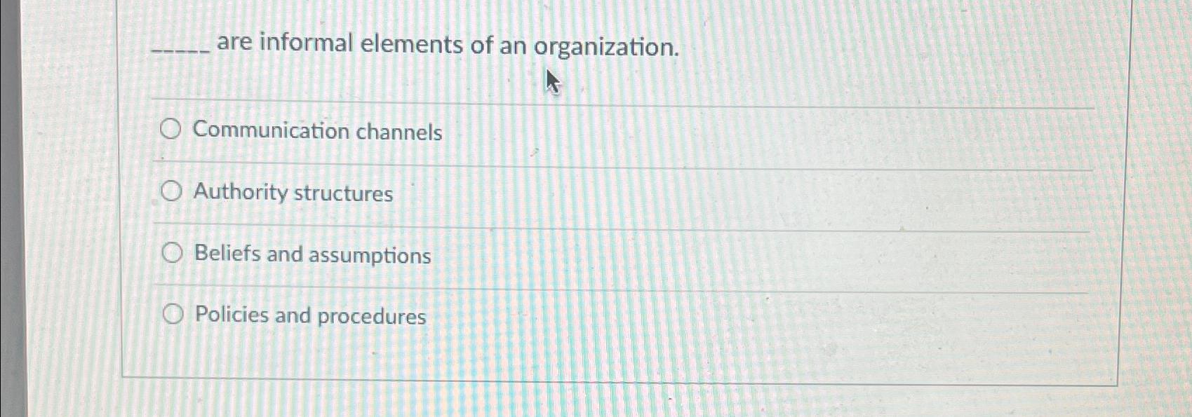 Solved are informal elements of an | Chegg.com