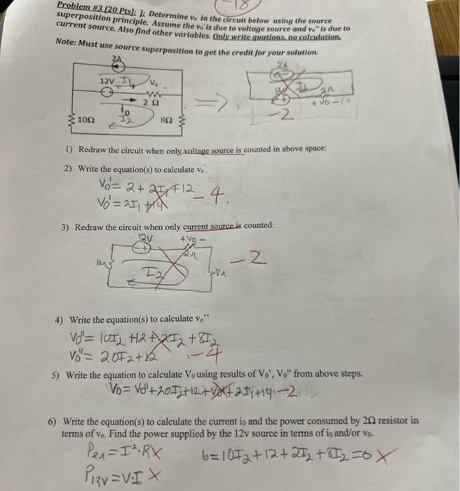 Solved Problem #3 [20 Pts]: 1: Determine v, in the circuit | Chegg.com