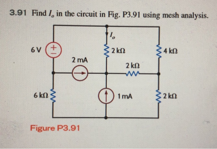Solved 3.91 Find I, in the circuit in Fig. P3.91 using mesh | Chegg.com