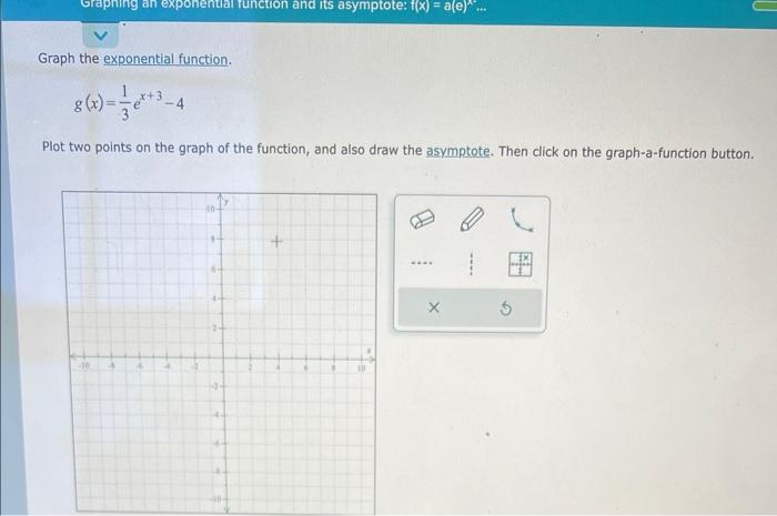 Solved Graph the exponential function. g(x)=31ex+3−4 Plot | Chegg.com