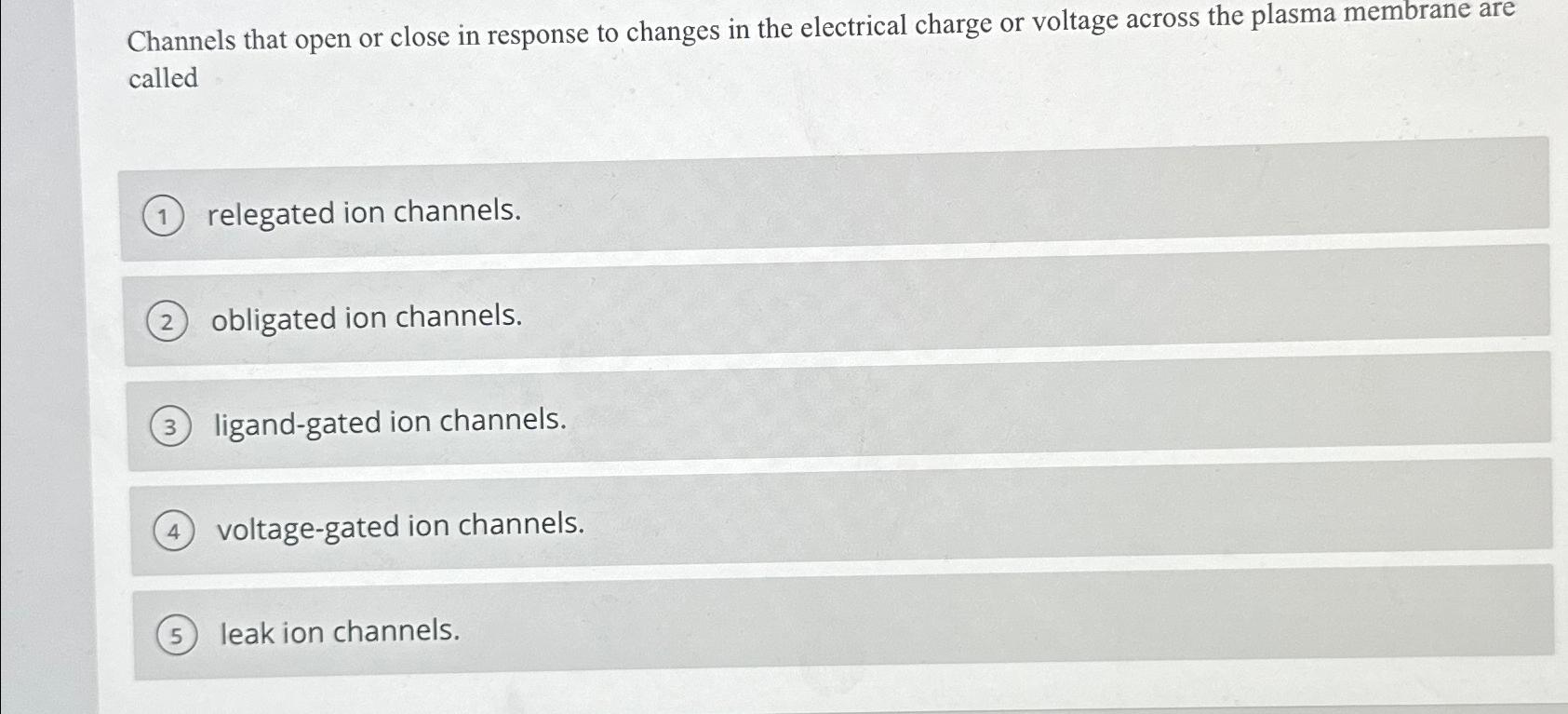 Solved Channels that open or close in response to changes in | Chegg.com