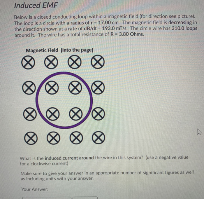 Solved Induced EMF Below is a closed conducting loop within | Chegg.com