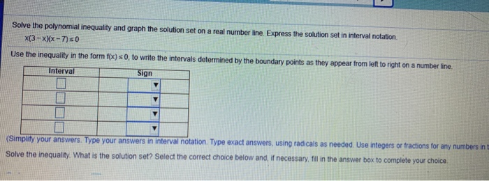 Solved Solve the polynomial inequality and graph the | Chegg.com