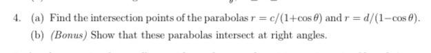 Solved 4. (a) Find the intersection points of the parabolas | Chegg.com