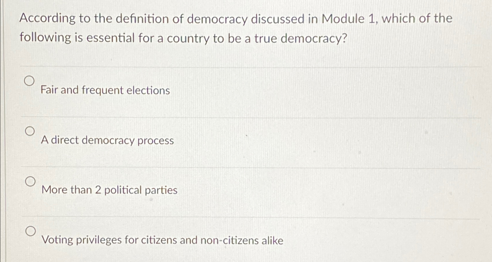 Solved According to the definition of democracy discussed in | Chegg.com