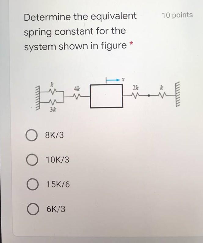 Solved 10 points Determine the equivalent spring constant | Chegg.com