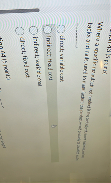 Solved (5 ﻿points)Where a specific manufactured product is | Chegg.com