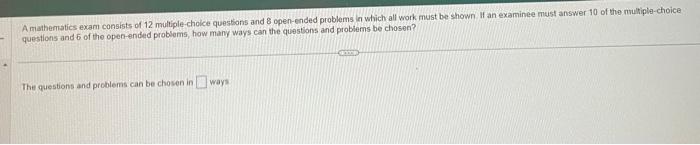 Solved A mathematics exam consists of 12 multiple-chice | Chegg.com