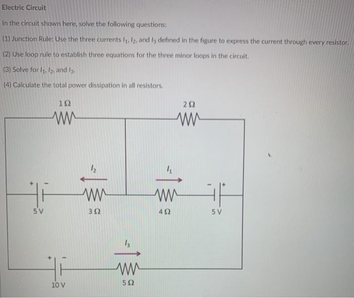 Solved Electric Circuit In the circuit shown here, solve the | Chegg.com