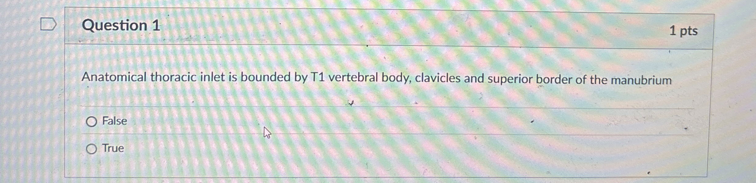 Solved Question 1Anatomical thoracic inlet is bounded by T1 | Chegg.com