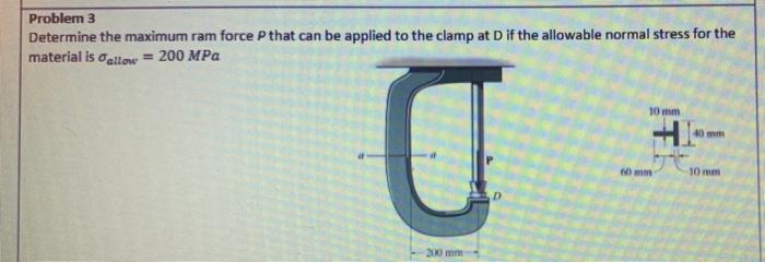 Solved Problem 3 Determine the maximum ram force P that can | Chegg.com