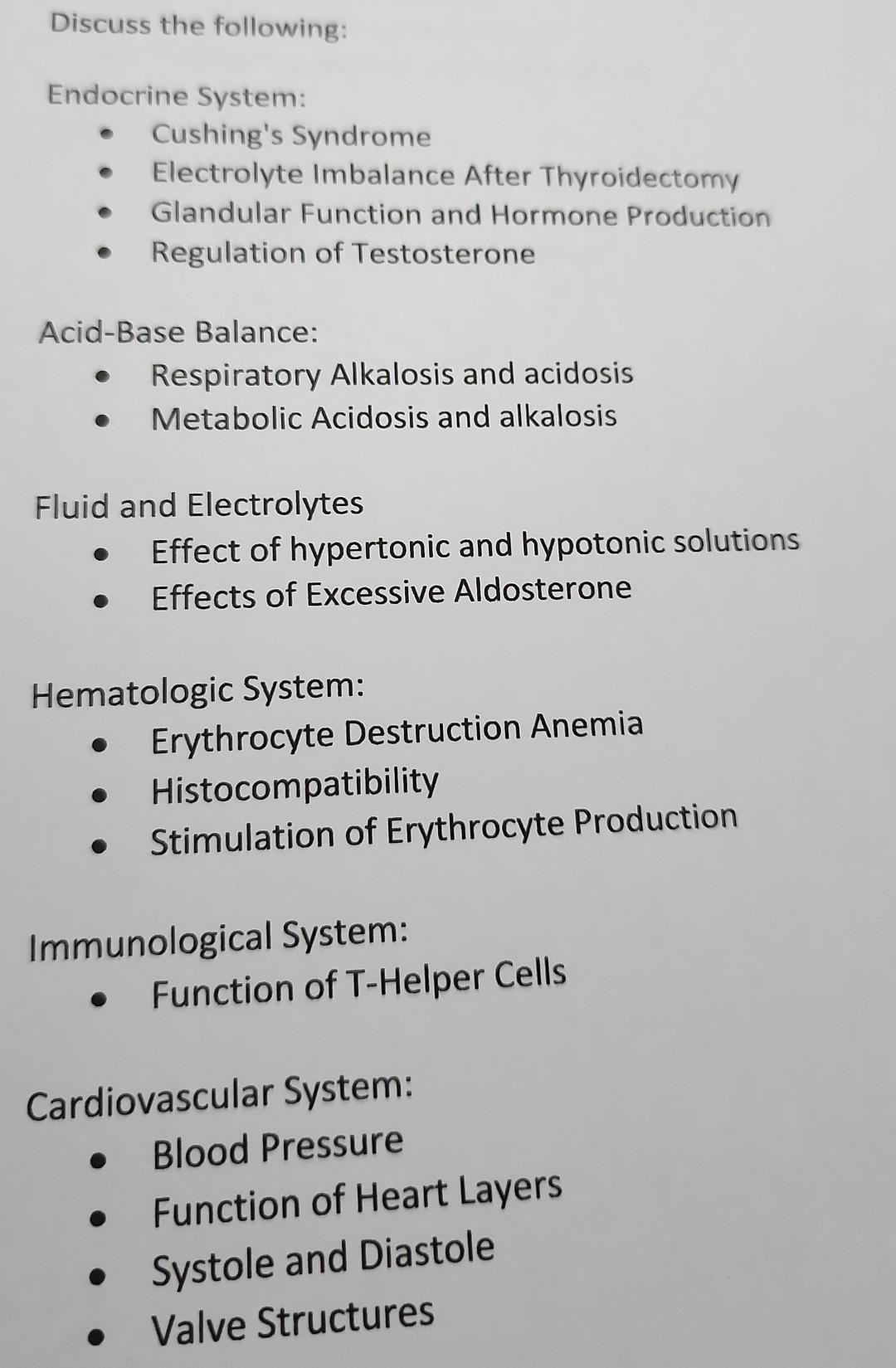 Solved Discuss the following: Endocrine System: • Cushing's | Chegg.com