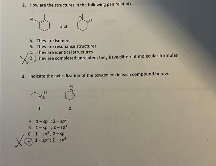 Solved 2. How are the structures in the following pair | Chegg.com