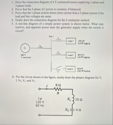 Draw the connection diagram of a Y-connected source | Chegg.com