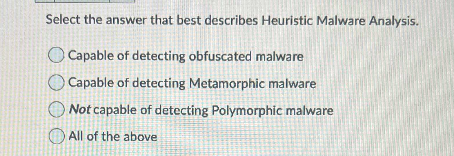 Solved Select the answer that best describes Heuristic | Chegg.com