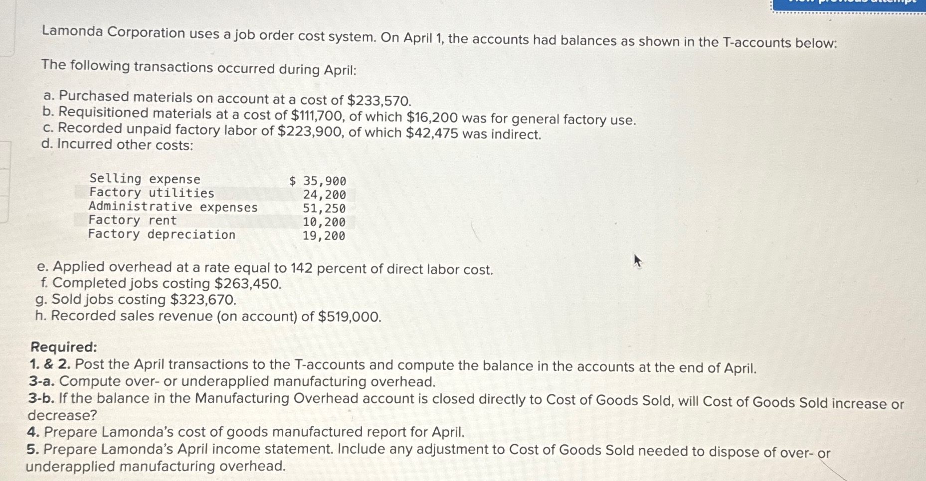 Solved Lamonda Corporation uses a job order cost system. On | Chegg.com Solved Lamonda Corporation uses a job order cost system. On | Chegg.com