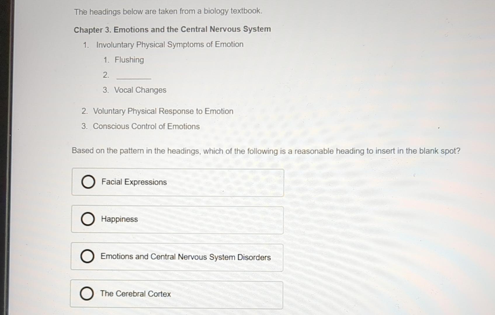 Solved The headings below are taken from a biology | Chegg.com