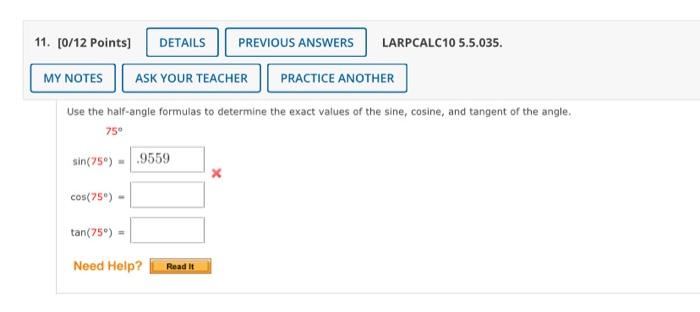 Solved Use the half-angle formulas to determine the exact | Chegg.com