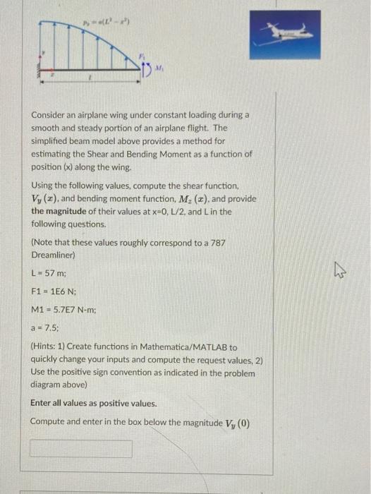 Solved > -- Consider an airplane wing under constant loading | Chegg.com