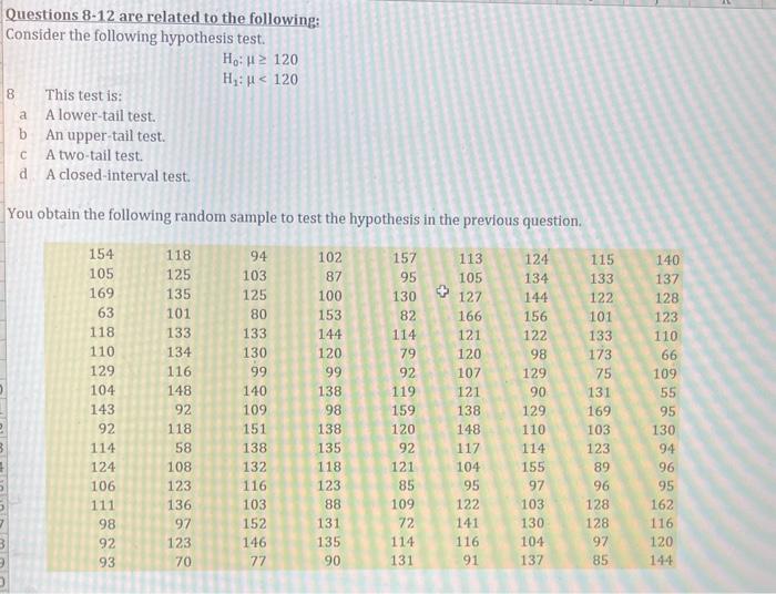Solved Questions 8−12 are related to the following: Consider | Chegg.com