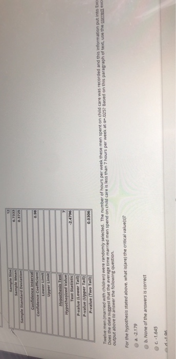 Solved Sample Sire Sample Mean Sample Standard Deviation | Chegg.com