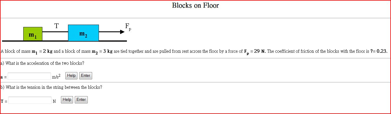 Solved A block of mass m1 = 2 kg and a block of mass m2 = 3 | Chegg.com Solved A block of mass m1 = 2 kg and a block of mass m2 = 3 | Chegg.com