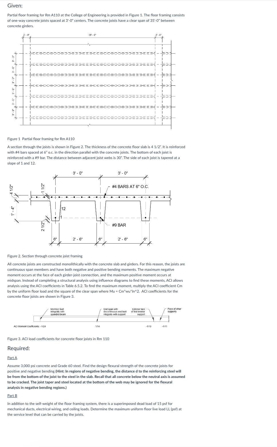 Solved Given:Partial floor framing for Rm A110 ﻿at the | Chegg.com