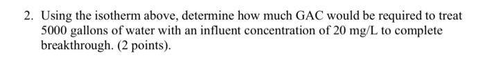 2. Using the isotherm above, determine how much GAC | Chegg.com