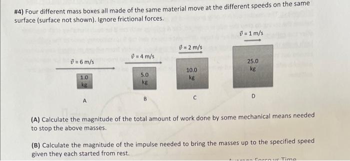 Solved \#4) Four different mass boxes all made of the same | Chegg.com