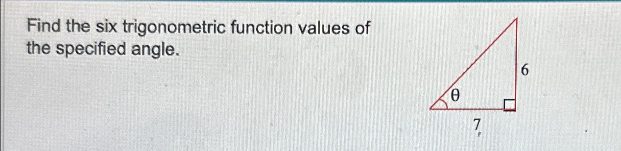 Solved Find the six trigonometric function values of the | Chegg.com