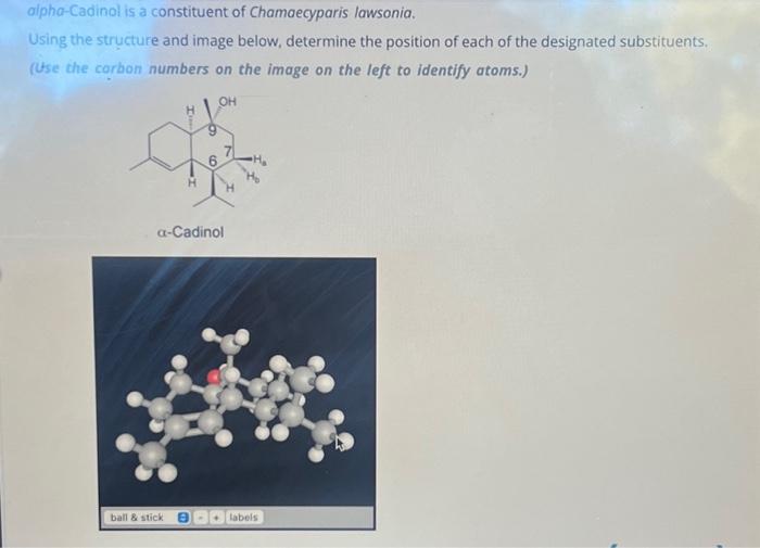 Solved alpha-Cadinol is a constituent of Chamaecyparis | Chegg.com