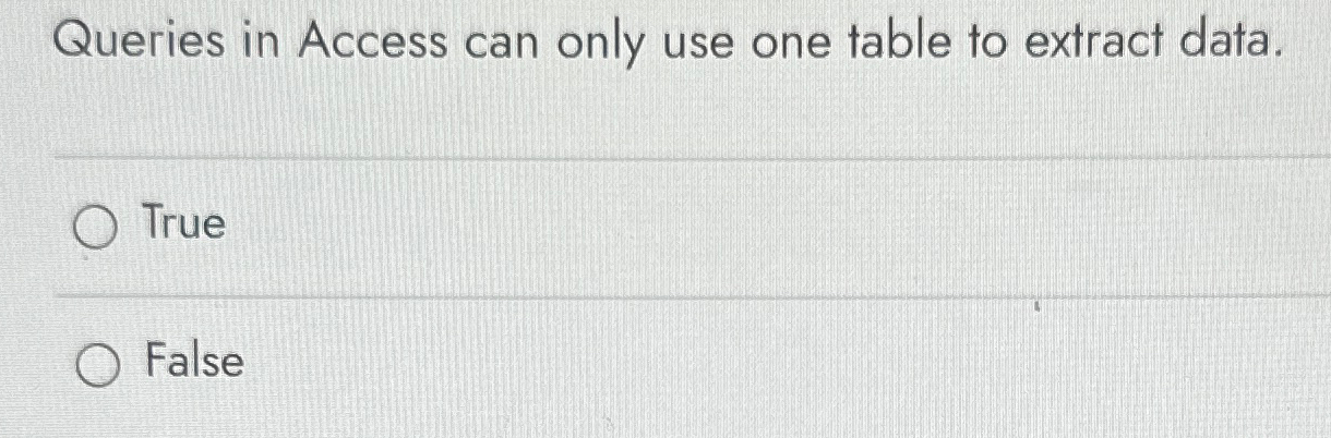Solved Queries in Access can only use one table to extract | Chegg.com