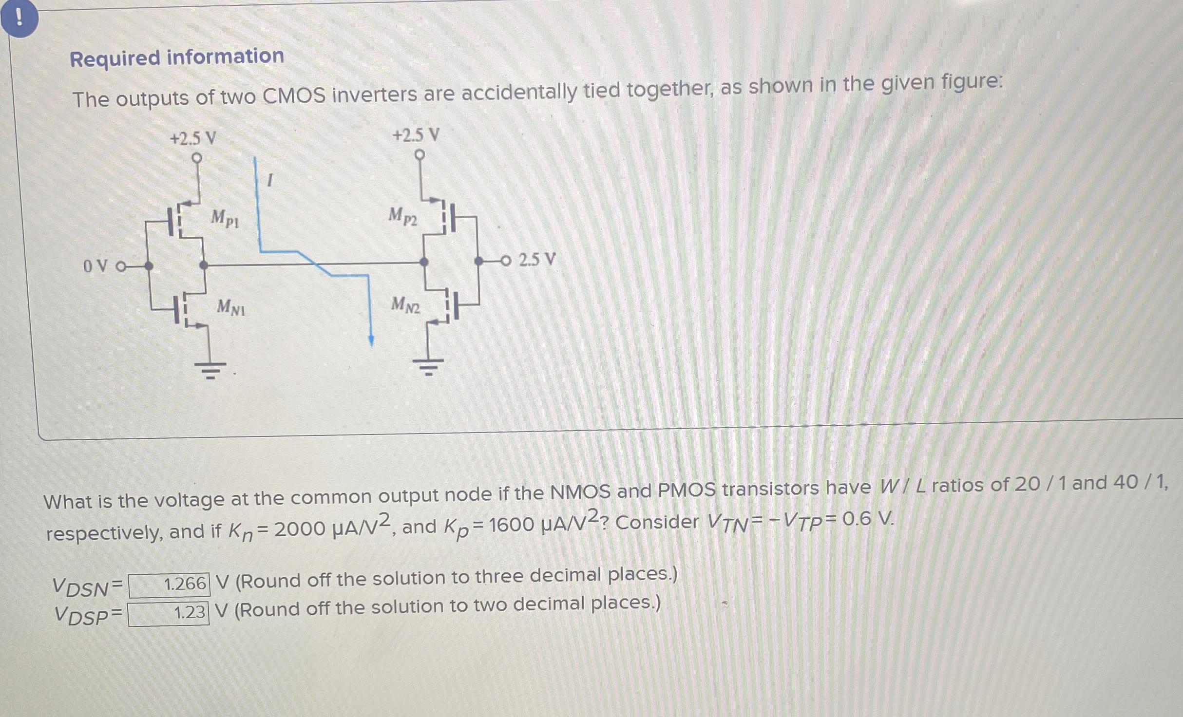 Solved !Required informationThe outputs of two CMOS | Chegg.com