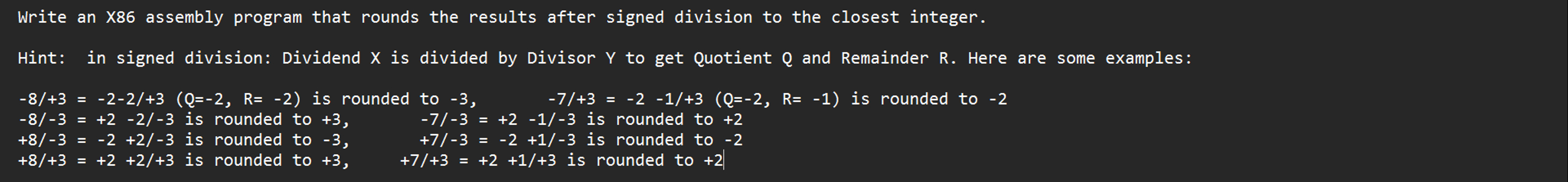 Solved Write an x86 ﻿assembly program that rounds the | Chegg.com