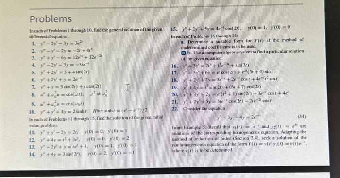 Solved In each of Problems 1 through 10, find the general | Chegg.com