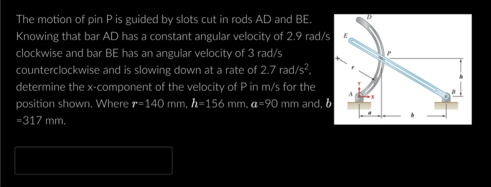Solved The motion of pin P ﻿is guided by slots cut in rods | Chegg.com