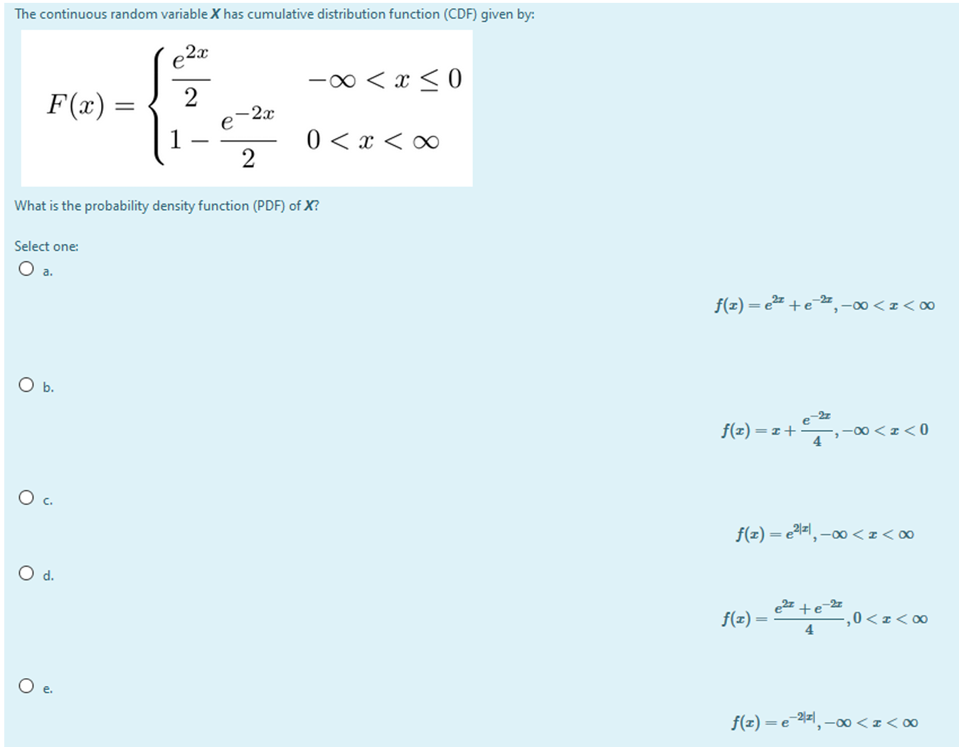 Solved The continuous random variable x ﻿has cumulative | Chegg.com