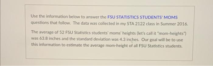 Solved Use the information below to answer the FSU | Chegg.com