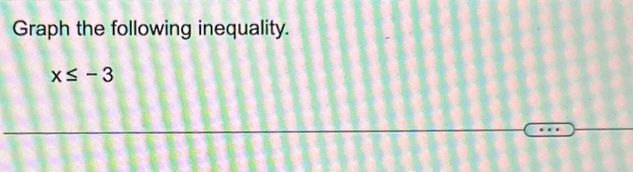 Solved Graph the following inequality.x≤-3 | Chegg.com
