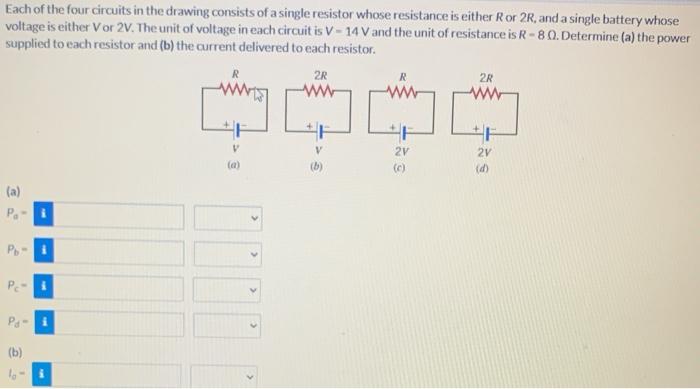 Solved Each of the four circuits in the drawing consists of | Chegg.com