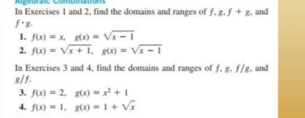 Solved In Exercises 1 and 2 , find the domains and ranges of | Chegg.com