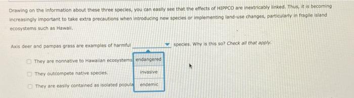 Solved Drawing on the information about these three species, | Chegg.com
