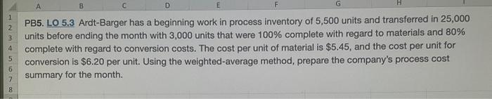 Solved PB5. LO 5.3 Ardt-Barger has a beginning work in | Chegg.com
