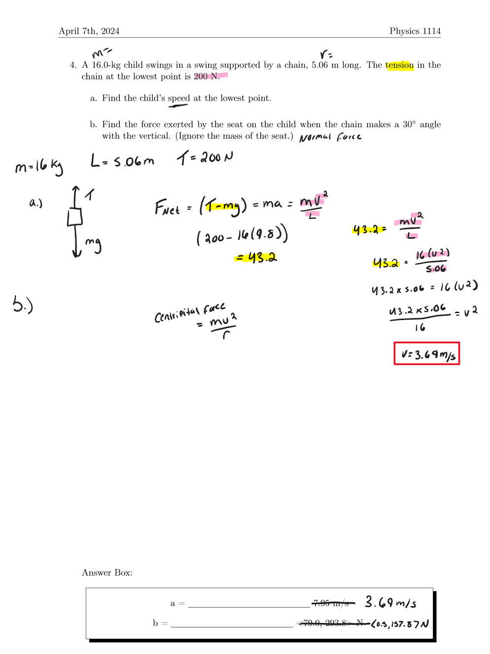Solved r=A 16.0-kg ﻿child swings in a swing supported by a | Chegg.com