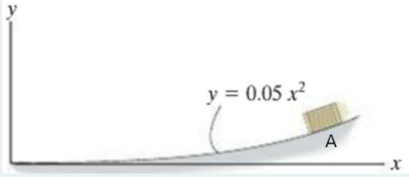 Solved A box slides down a parabolic ramp as shown in the | Chegg.com