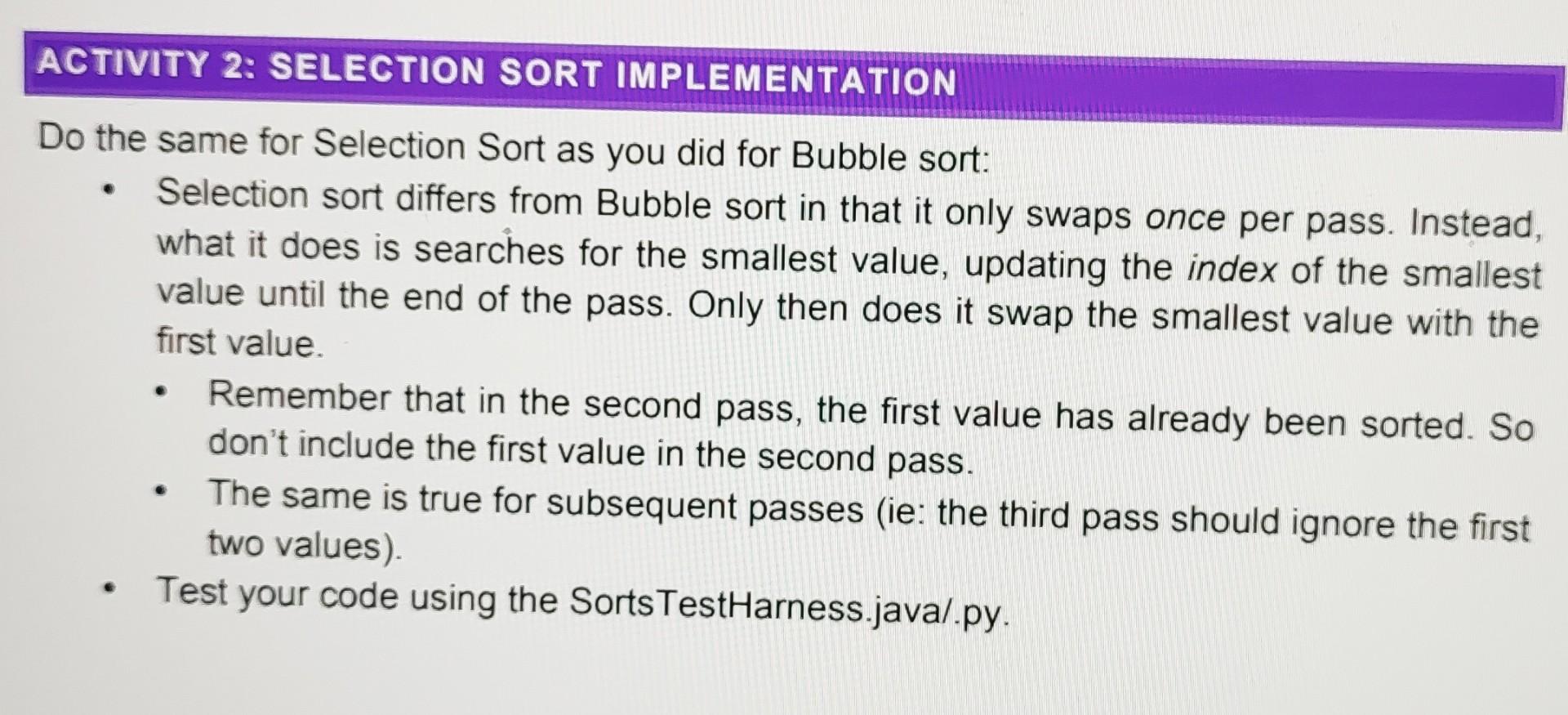 Solved ACTIVITY 1: BUBBLE SORT IMPLEMENTATION Time to write | Chegg.com