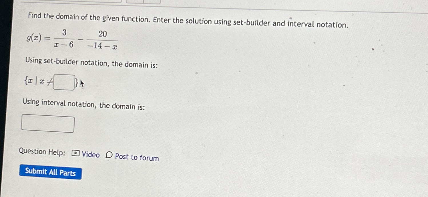 Solved Find The Domain Of The Given Function Enter The