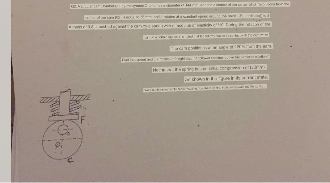 Solved Q2: A circular cam, symbolized by the symbol C, ﻿and | Chegg.com